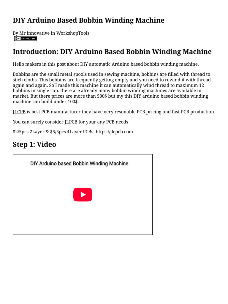 Arduino Bobbin Winding Machine Guide | PDF | Electrical Engineering