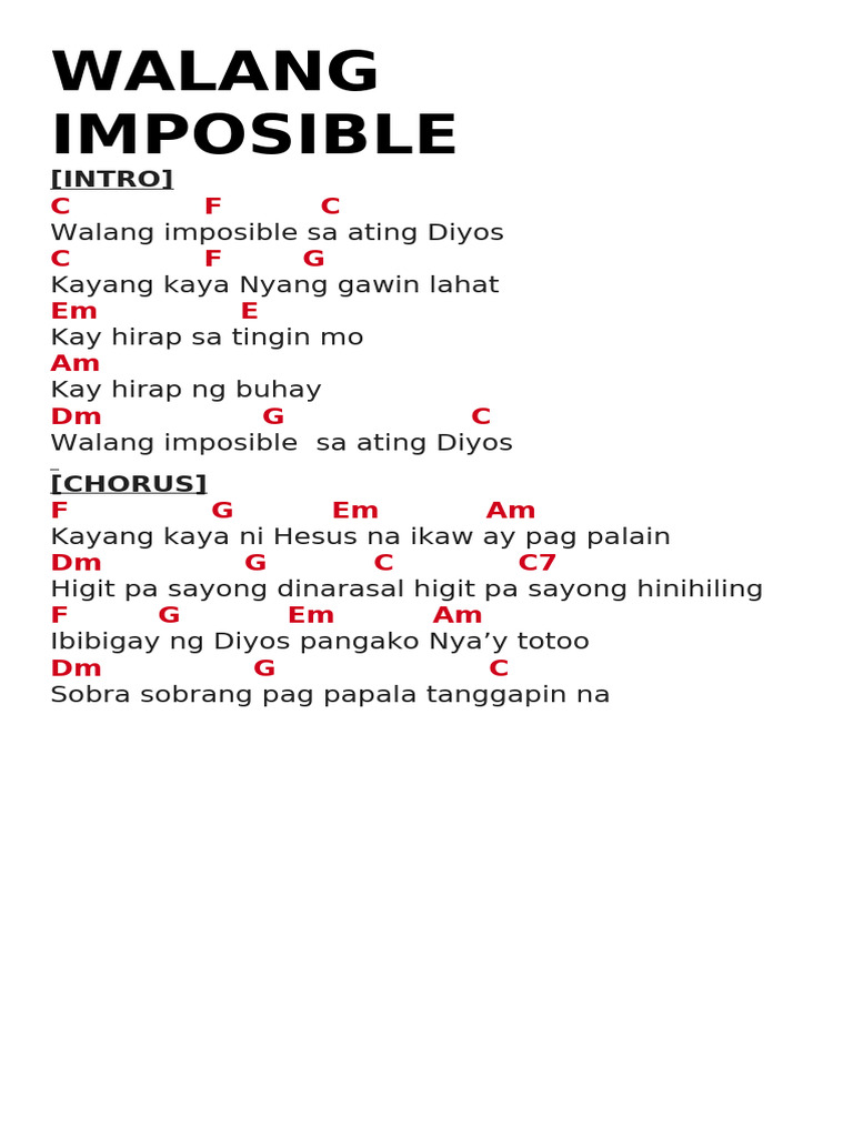 Walang Imposible Sa Ating Diyos | PDF