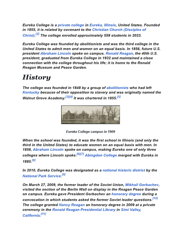 Eureka College: History and Campus Overview | PDF
