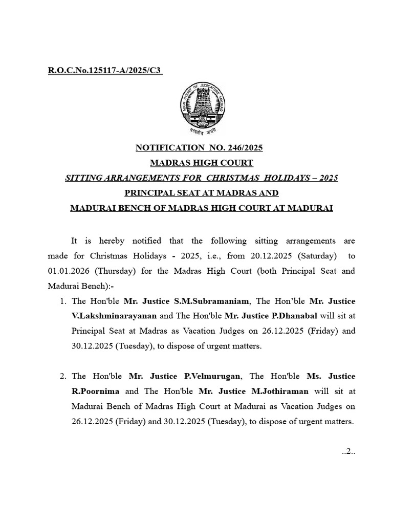 MHC CAUSE LIST 17.12.25DHINESHKUMAR ADV | PDF