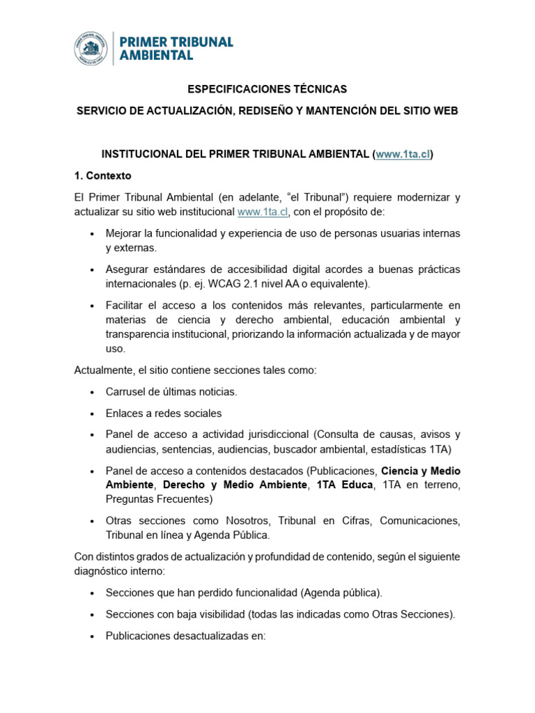 Actualización, Rediseño y Mantención Del Sitio Web 1ta | PDF ...