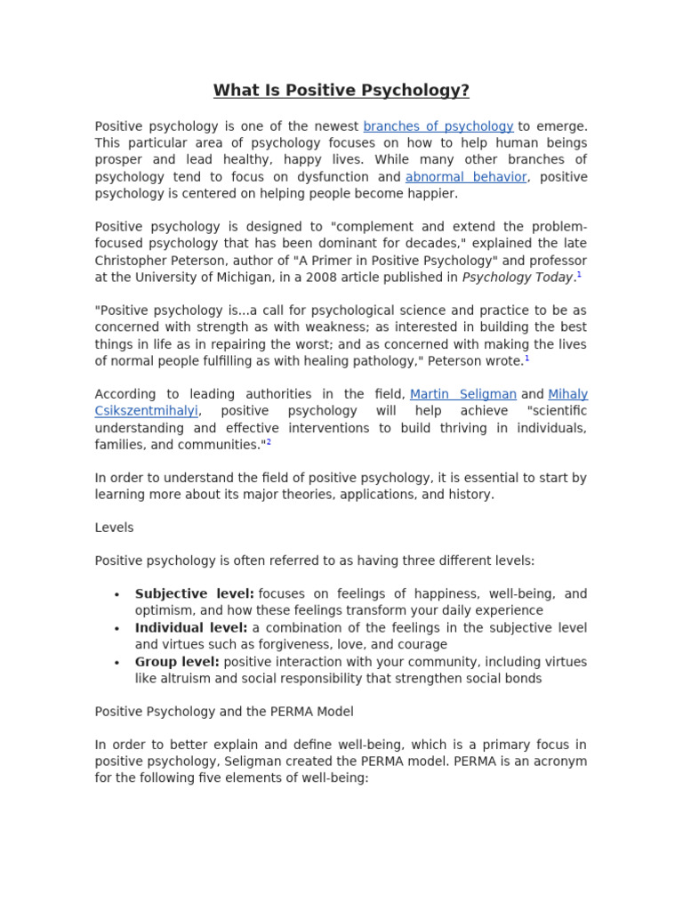 Positive Psychology Article | PDF | Positive Psychology | Psychology