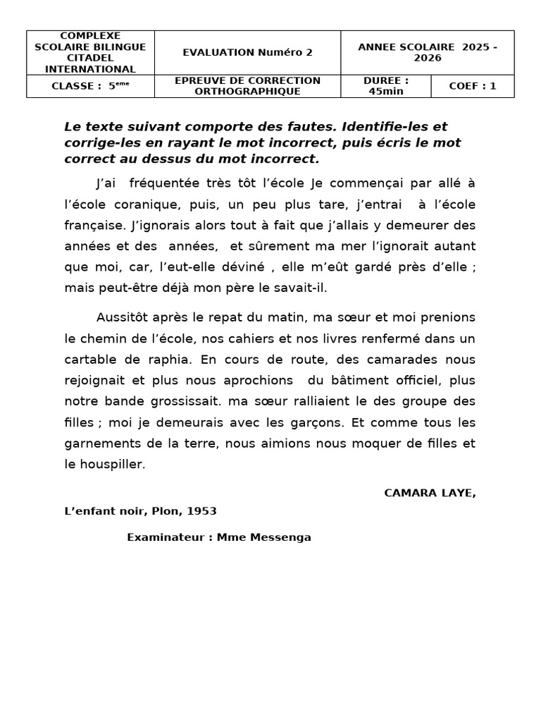 Correction orthographique 5ème Citadel | PDF