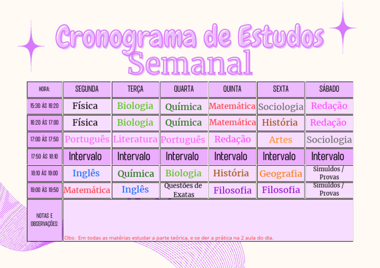 Cronograma de Estudos ENEM.pdf | PDF