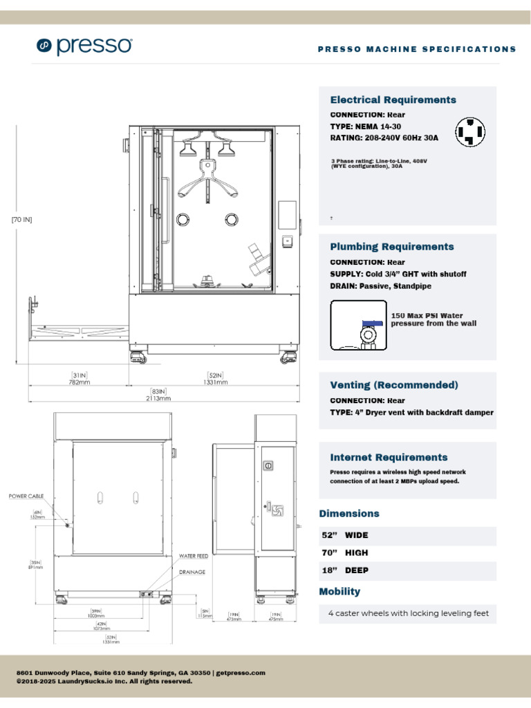 Presso Machine Specifications Cut Sheet | PDF | Building Engineering ...