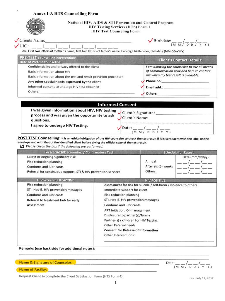 Hiv Form Updated | PDF