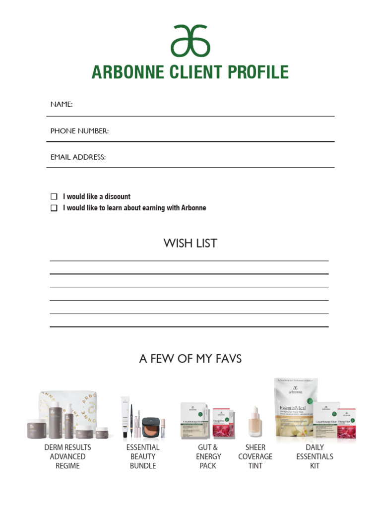 ARBONNE ClientProfile March2025 v2 | PDF