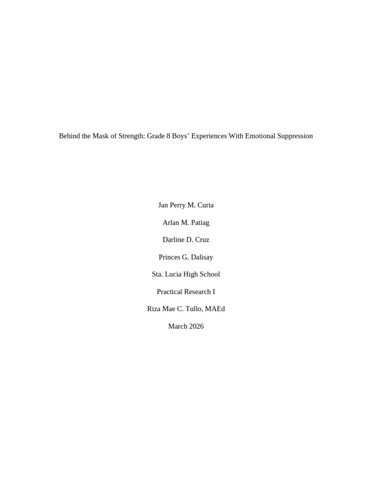 Behind the Mask of Strength_FINAL REVISION | PDF | Mental Health ...
