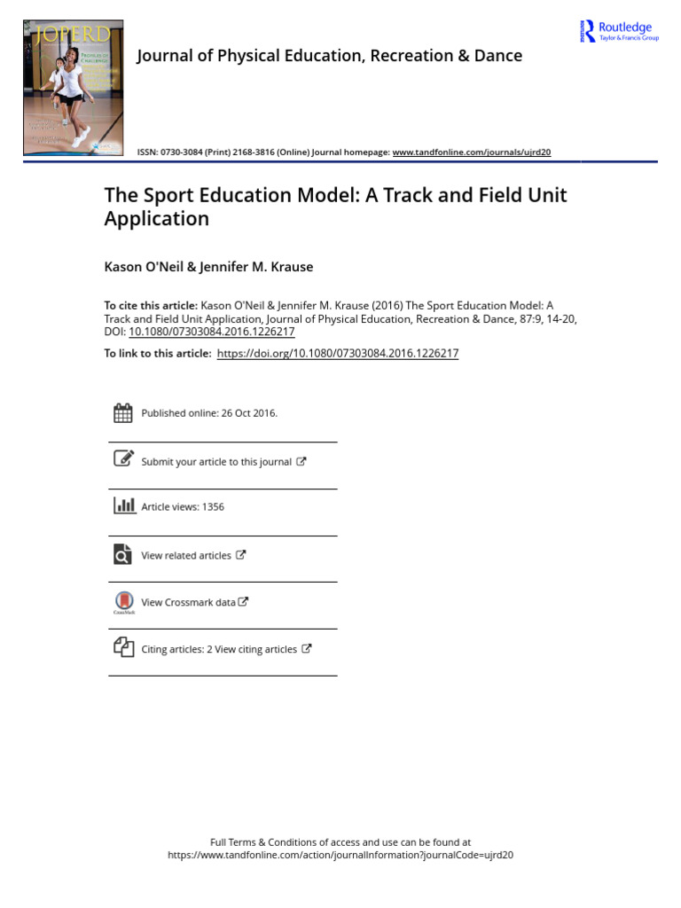 Sport Education Model in Track & Field | PDF | Track And Field | Teachers