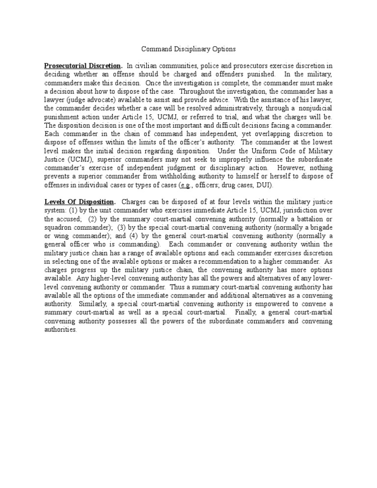 Command Disciplinary Options | PDF | Court Martial | Convening ...