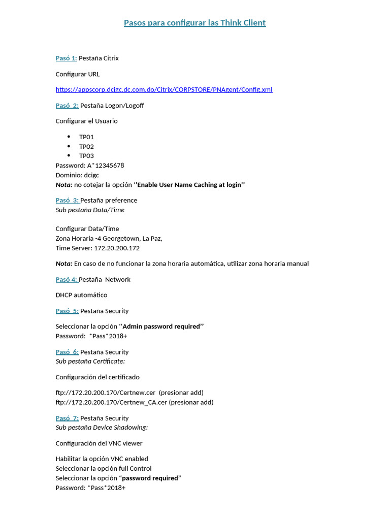 Pasos Para Configurar Las Think Client | PDF