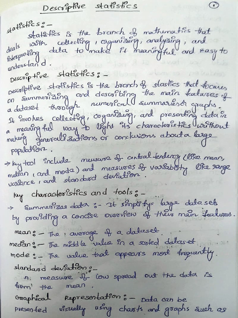 Descriptive Statistics Handwritten Notes | PDF