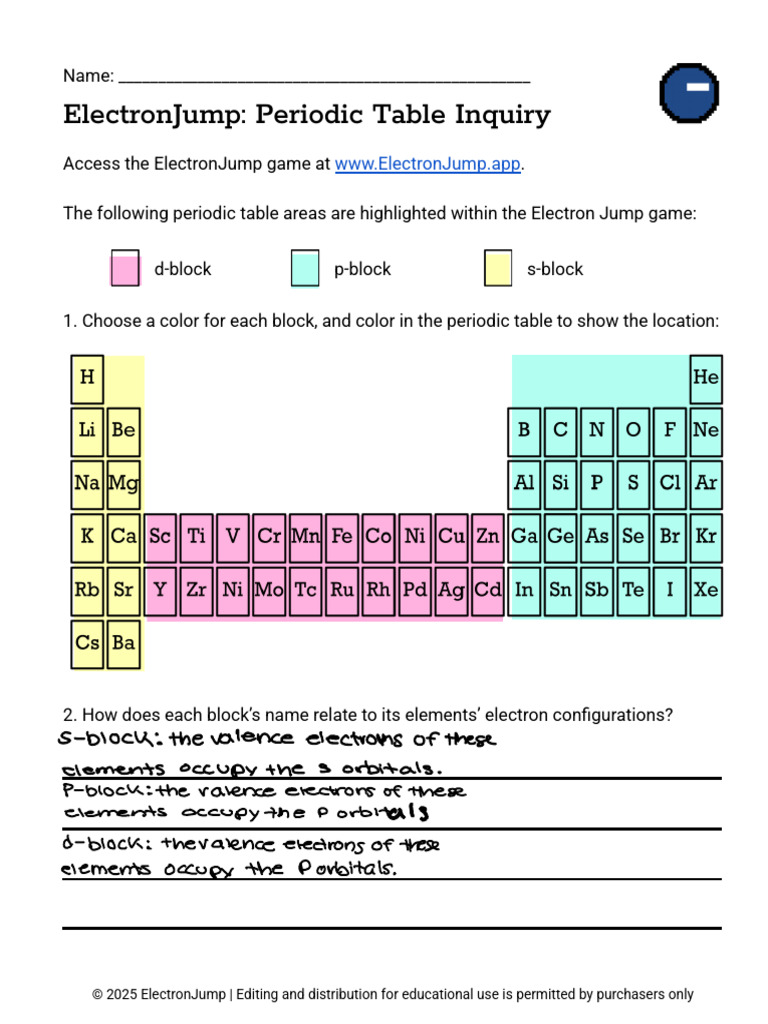 ElectronJump - Periodic Table Inquiry | PDF
