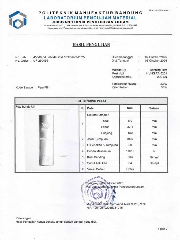 Bend Test FB1-Pipa | PDF