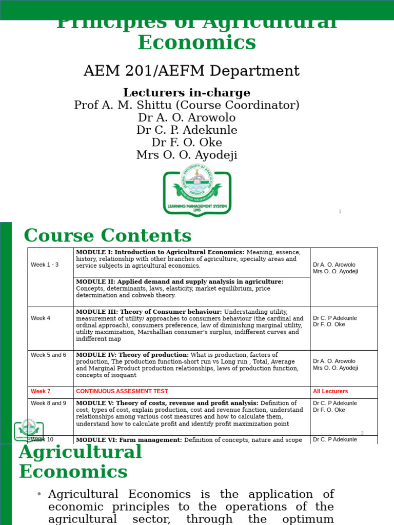AEM 201 Lecture Note | PDF | Demand | Demand Curve