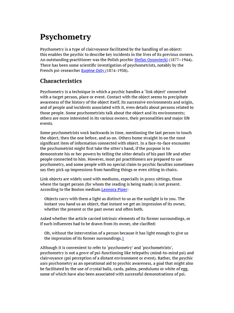 Psychometry 256 | PDF | Parapsychology | Clairvoyance