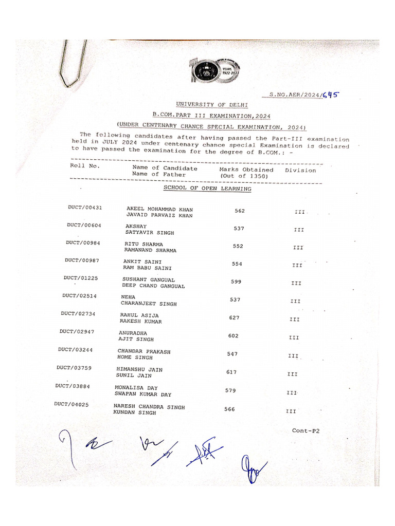 2025-04-21-B. Com Programme Result Centenary Chance | PDF