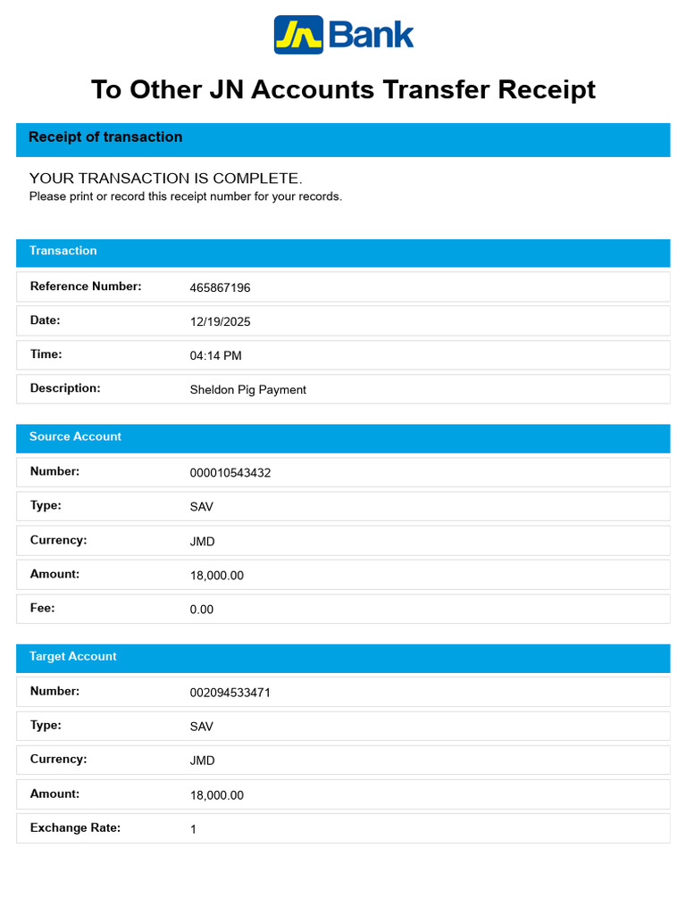 JN Bank Transaction Receipt: 12/19/2025 | PDF
