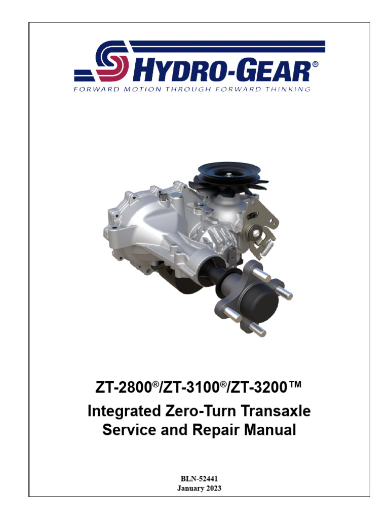 ZT-2800/3100/3200 Transaxle Manual | PDF | Axle | Pump