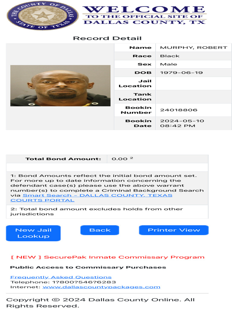 Dallas County Online Jail Search | PDF
