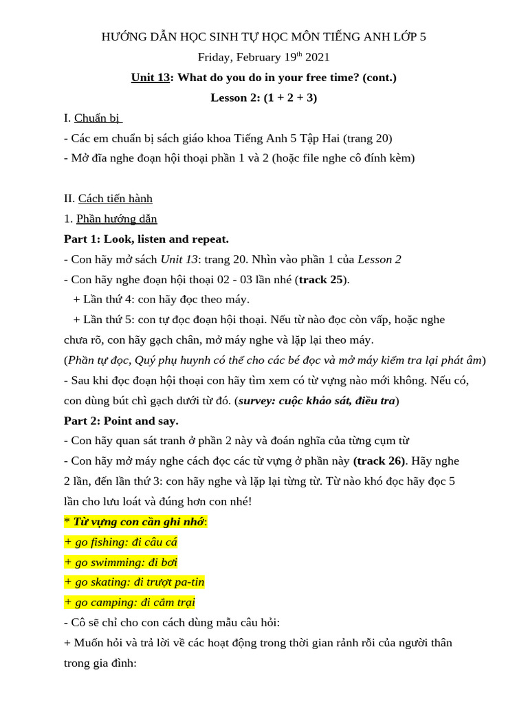 Grade 5 - Unit 13 - Lesson 2 | PDF