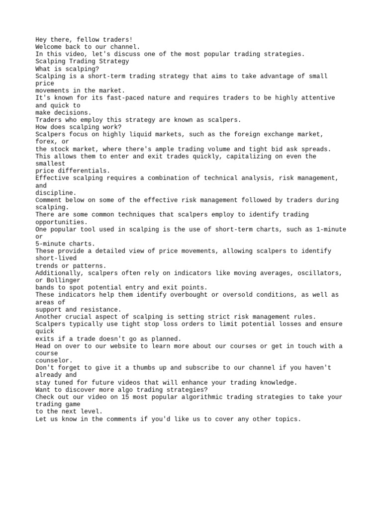 Scalping Trading Strategy Explained | PDF