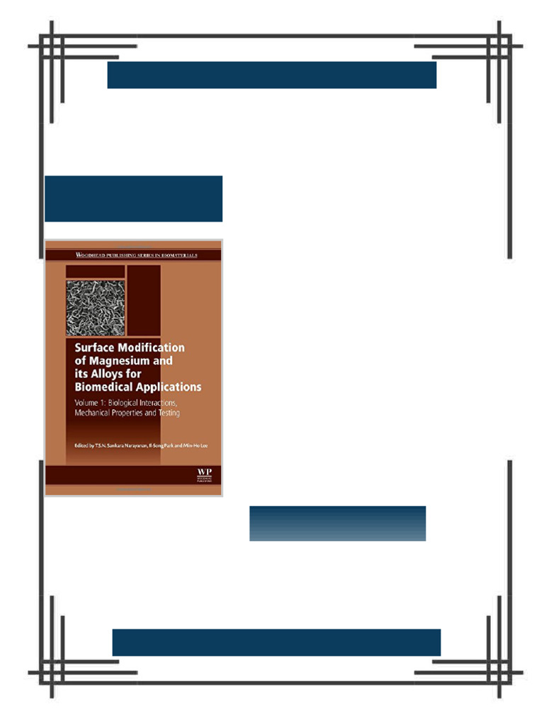 Surface Modification of Magnesium and Its Alloys for Biomedical ...