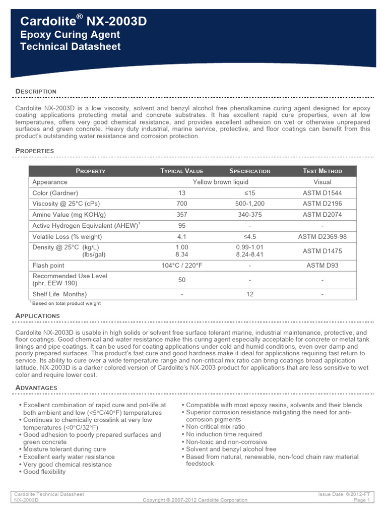 NX 2003D TDS | PDF | Epoxy | Coating