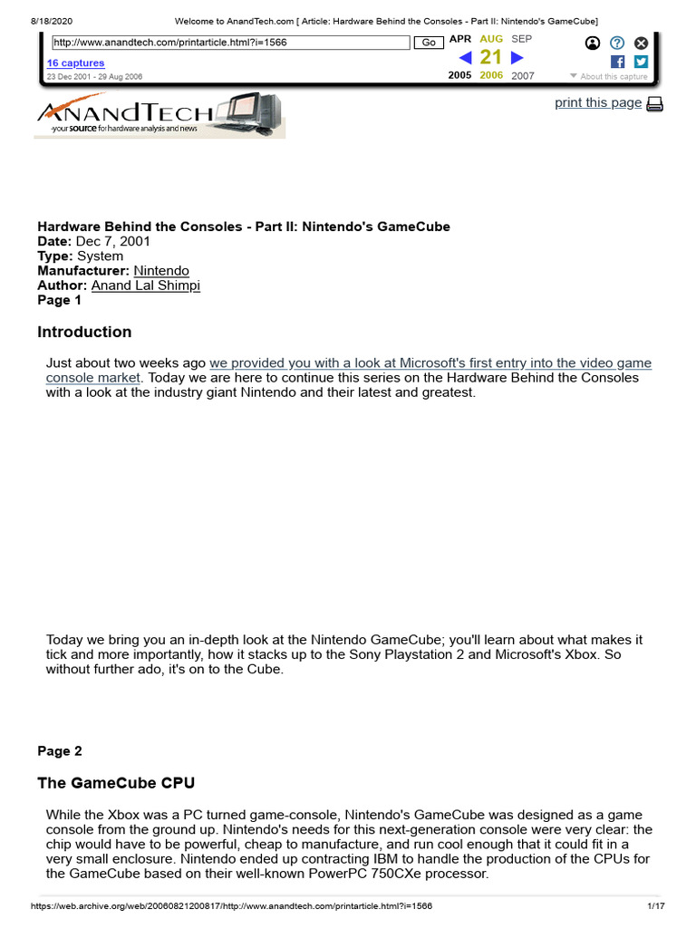 Welcome to AnandTech.com [ Article_ Hardware Behind the Consoles - Part ...