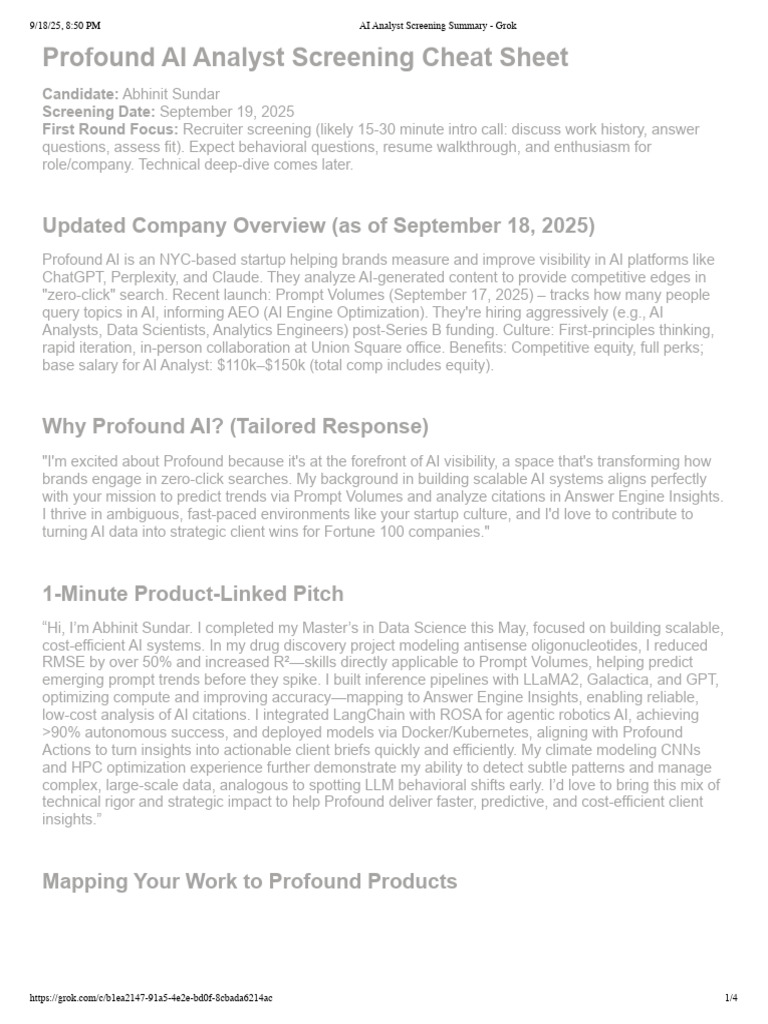 AI Analyst Screening Guide for Profound AI | PDF | Artificial ...