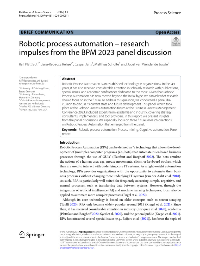 UM24203 - Plattfaut, R., Et Al. (2024) - "Robotic Process Automation ...