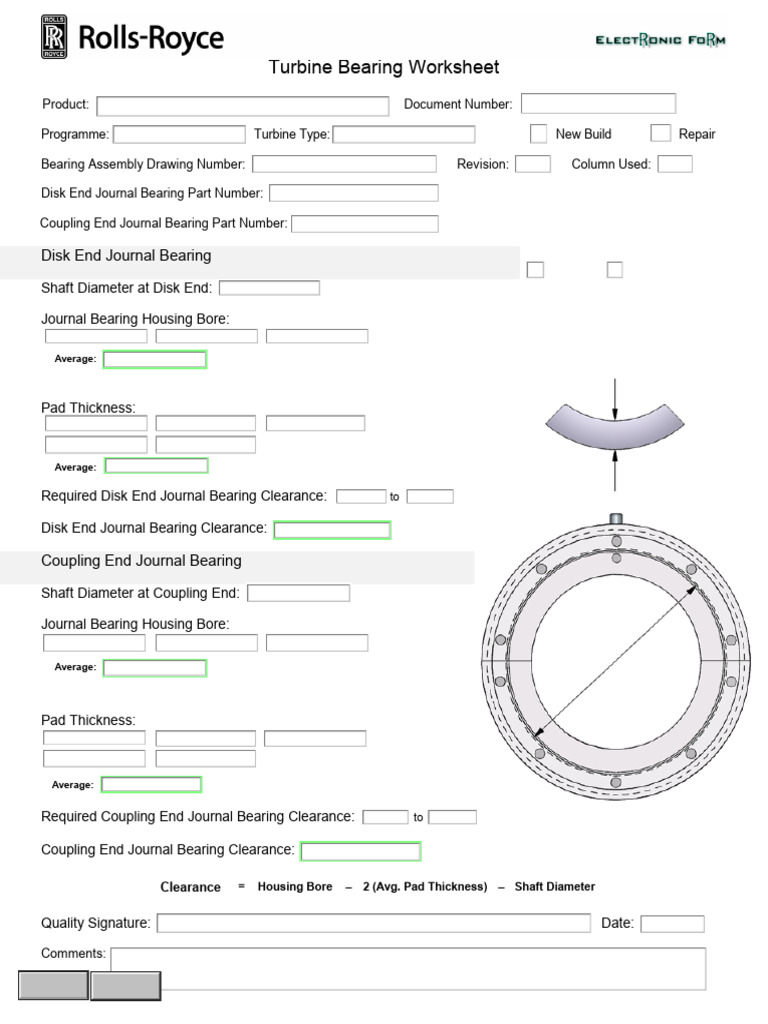 Turbine Bearing Measurement Worksheet | PDF | Machines | Mechanical ...