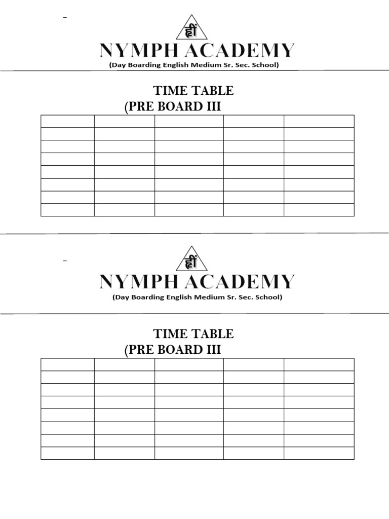 Pre Board III Time Table | PDF
