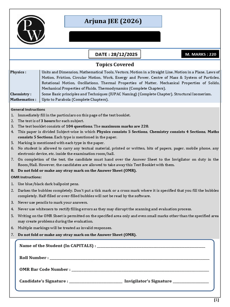 Board Pattern Test 02 Test Papers (PCM) PDF | PDF | Isomer | Carboxylic ...