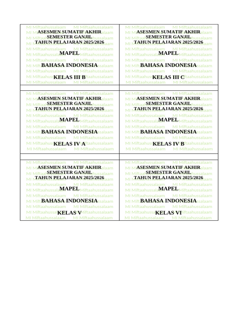 Lebel Nama Mapel Amplop | PDF