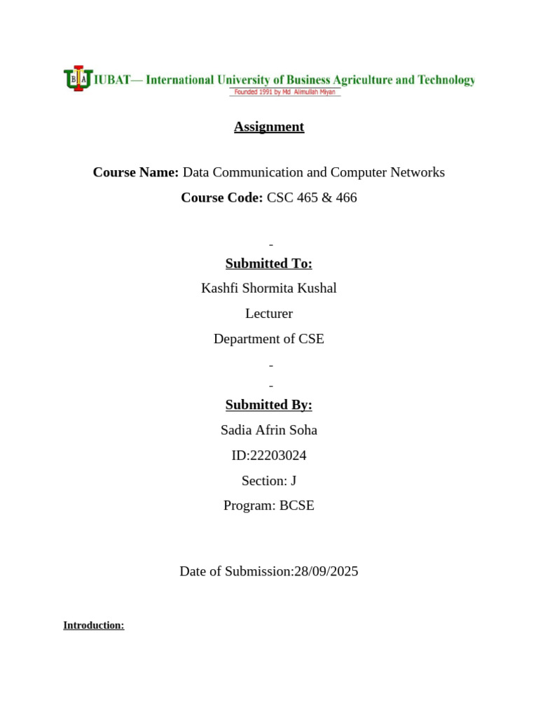 Networking Assignment | PDF | Computer Network | Routing