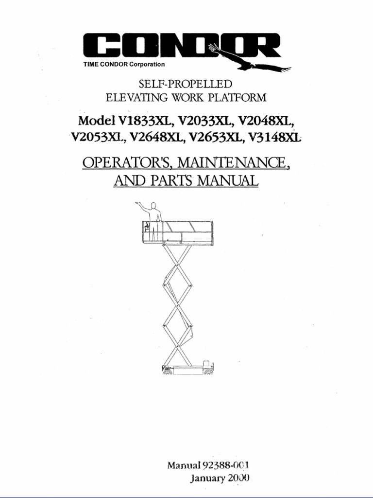 Condor Scissors Lift v1833xl v2033xl 92388 Parts Book | PDF | Forklift ...
