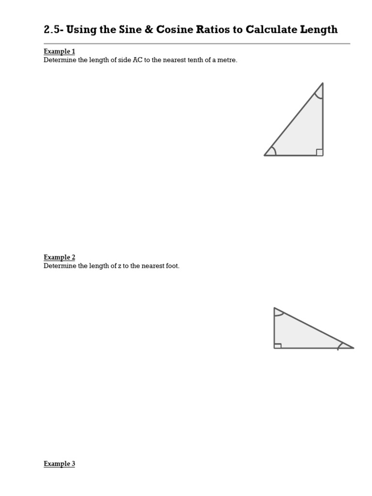 2.5 - Using The Sine - Cosine Ratios To Calculate Length | PDF