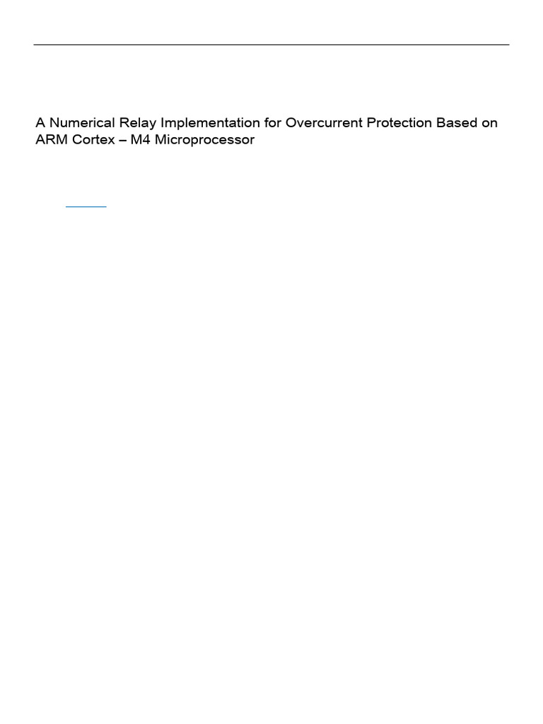 A Numerical Relay Implementation For Overcurrent Protection Based On ...