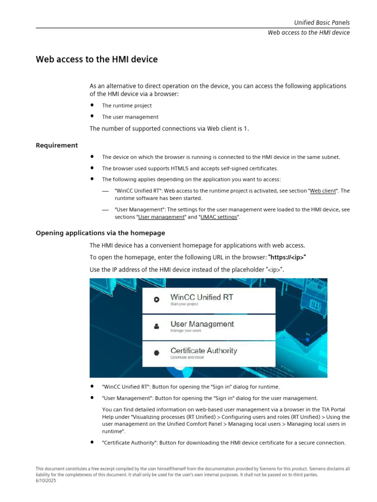Unified Basic Panels - Web Access to the HMI Device | PDF | User Interface | System Software
