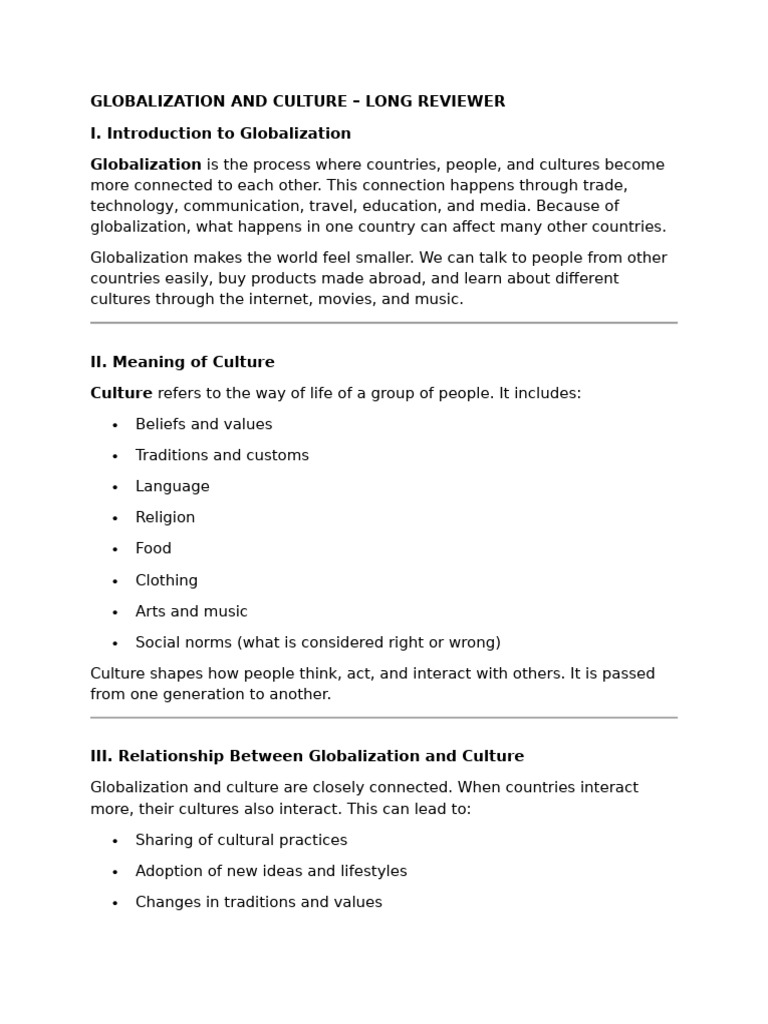 Globalization and Culture | PDF | Globalization | Traditions