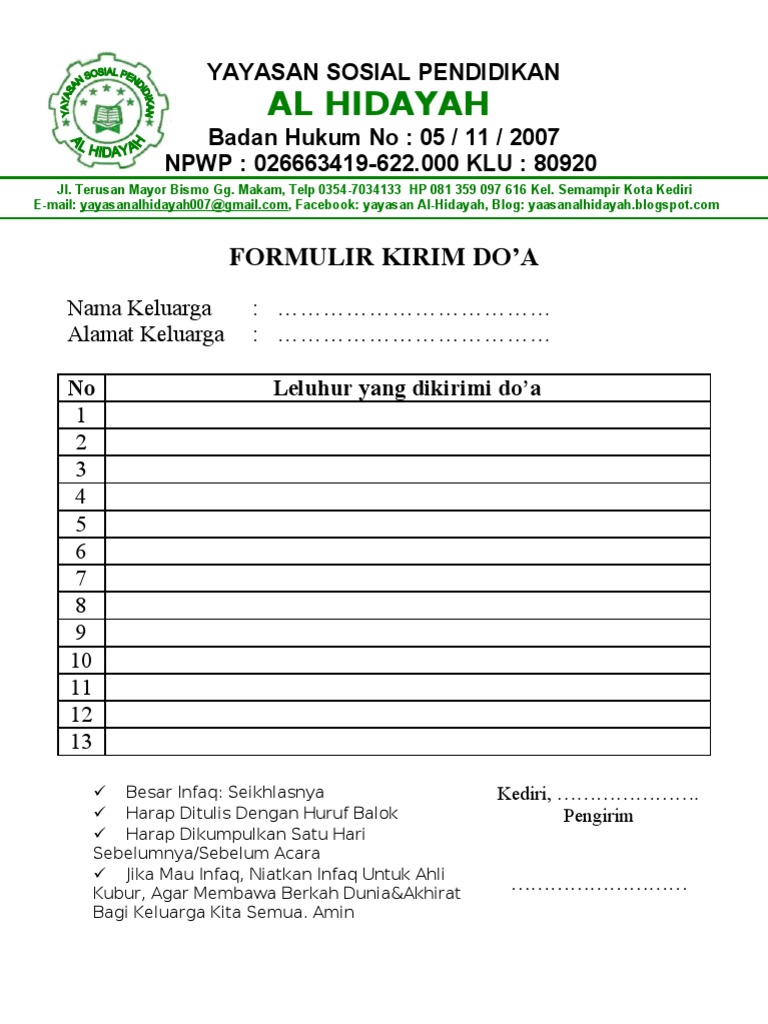 Formulir Kirim Doa - 2 | PDF
