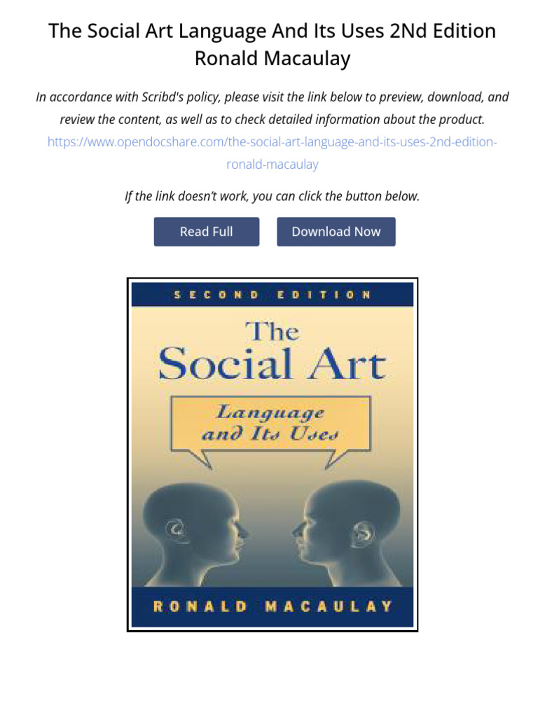The Social Art Language and Its Uses 2nd Edition Ronald Macaulay | PDF ...