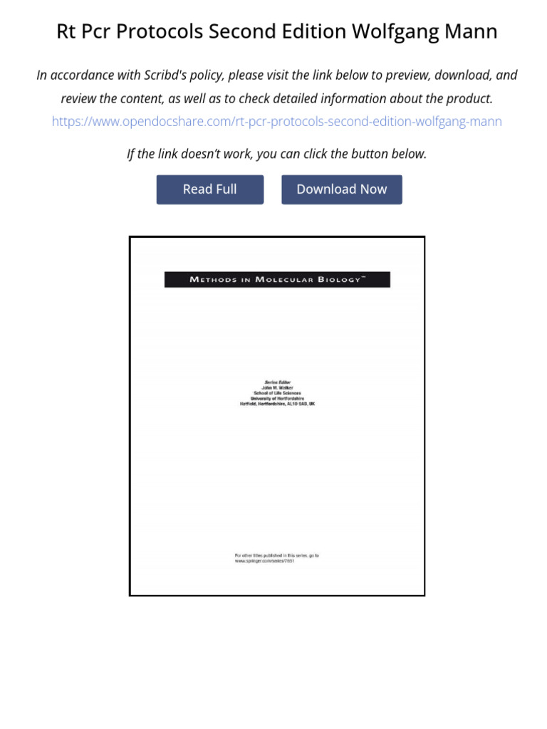 RT PCR Protocols Second Edition Wolfgang Mann | PDF | Reverse ...