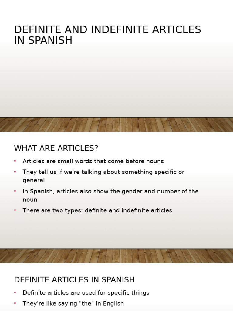Spanish Articles: Definite & Indefinite Guide | PDF