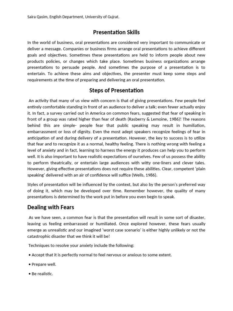 PRESENTATION SKILLS | PDF | Public Speaking | Human Communication