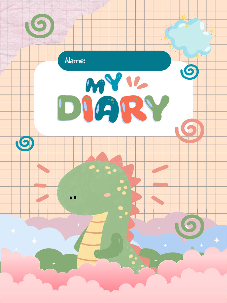 Playful Illustrative Cute Diary Cover Documen A4 | PDF