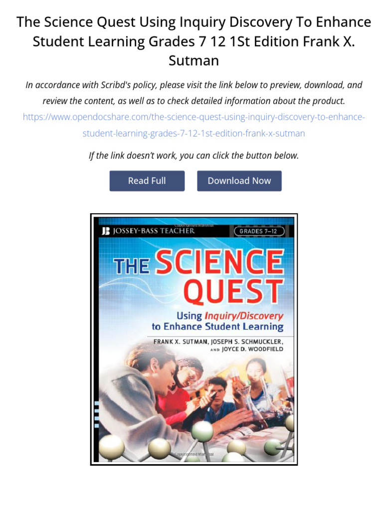 The Science Quest Using Inquiry Discovery to Enhance Student Learning ...