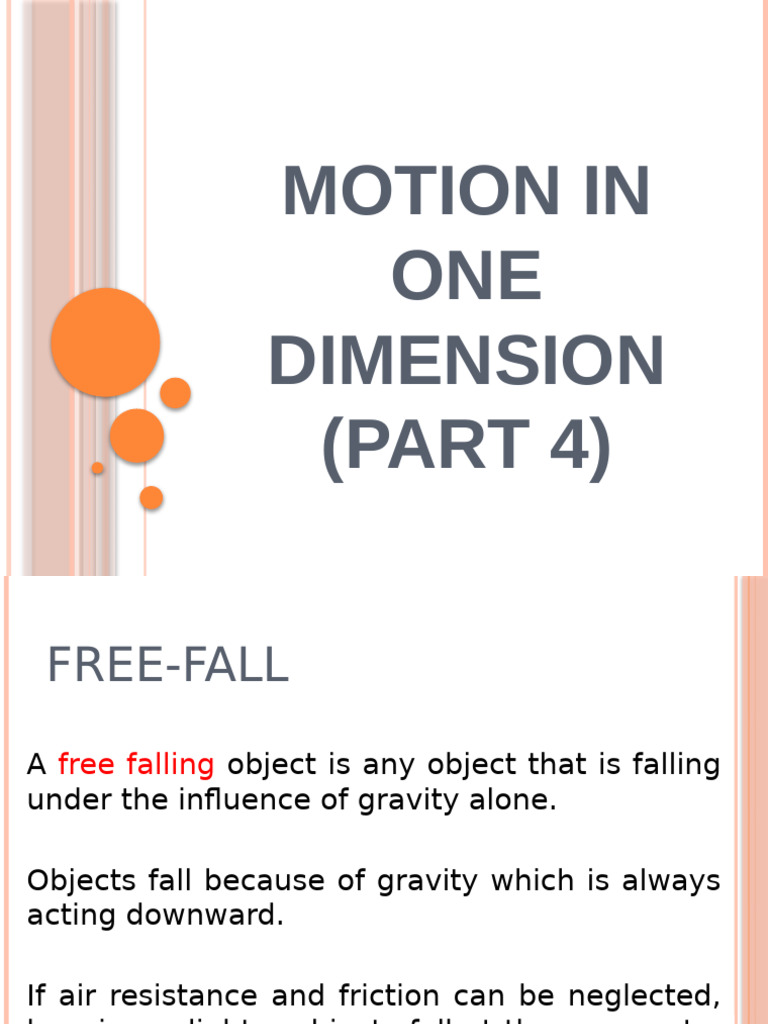 Free Fall Motion in One Dimension | PDF | Acceleration | Theoretical ...