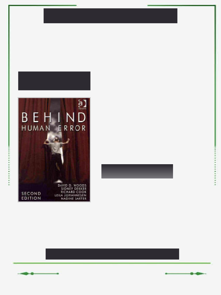 Behind Human Error Second Edition David D. Woods ebook full-length ...